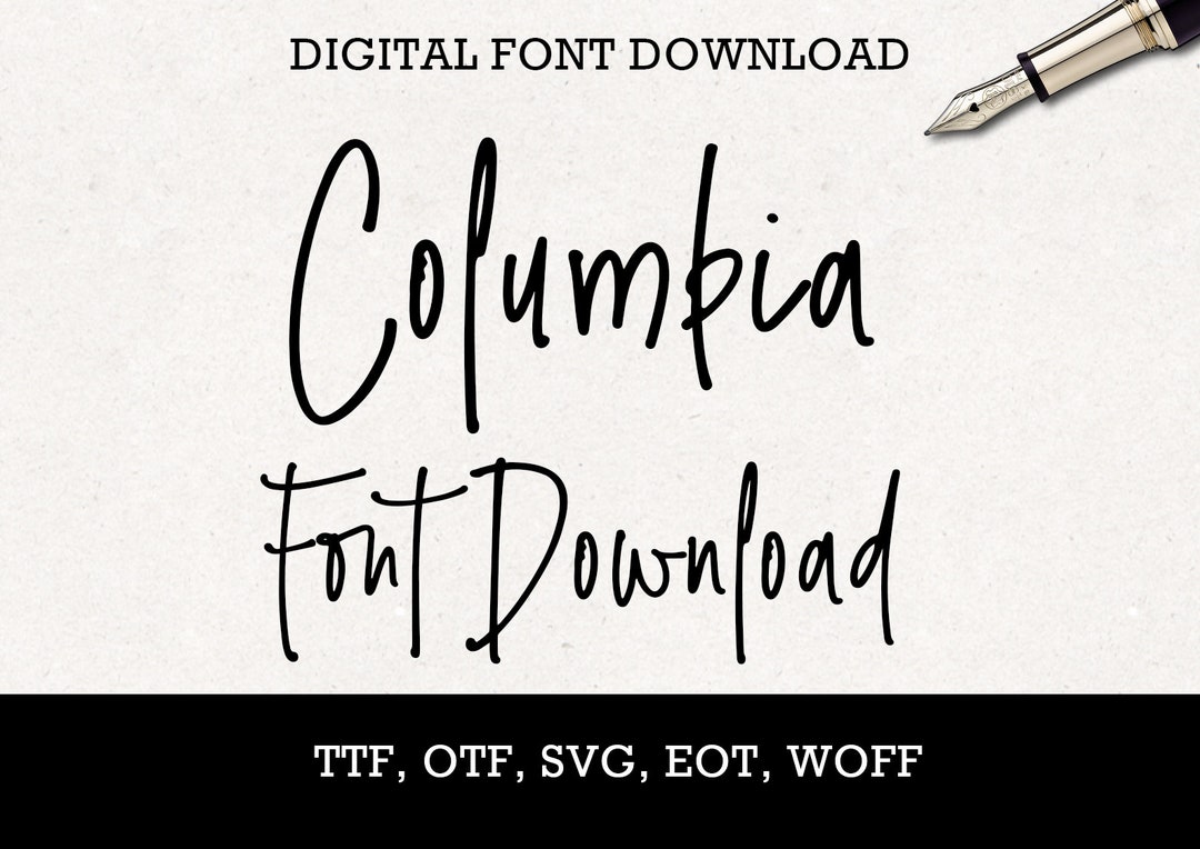 Columbia - Custom Digital Font for Cricut, Silhouette, Autocad. Wedding ...