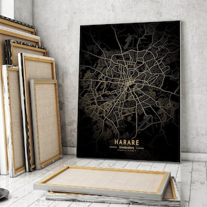 Harare Gold Map Poster, Harare City Poster, Harare Map Printable ...