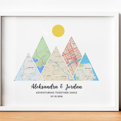 Adventure Map Mountain Personalized Custom Travel Map - Etsy