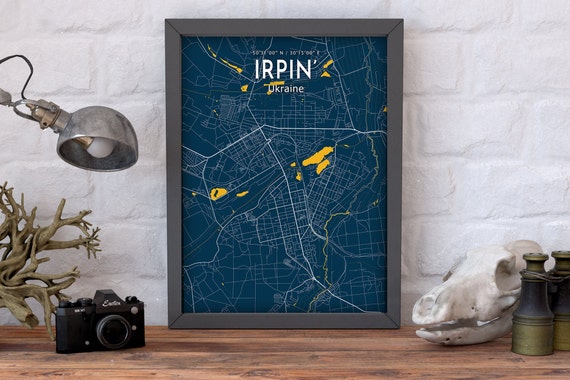 Irpin Map Poster Irpin City Blue Map Poster Irpin City Sign | Etsy