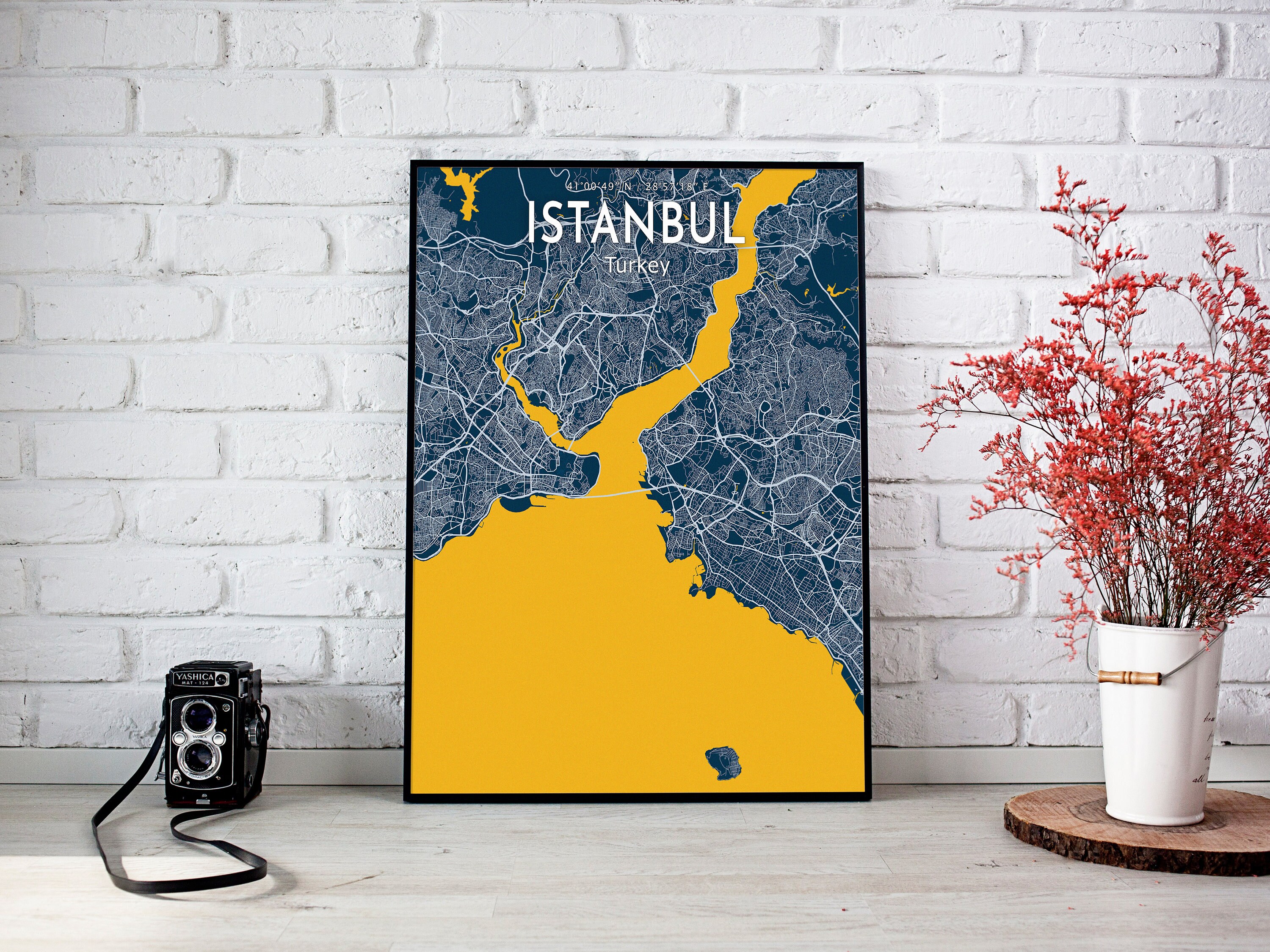 Istanbul Blue Map Poster Istanbul City Blue Map Poster | Etsy