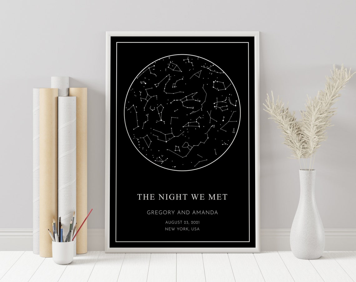 Map of the Night Sky Custom Star Chart Personalized Star - Etsy