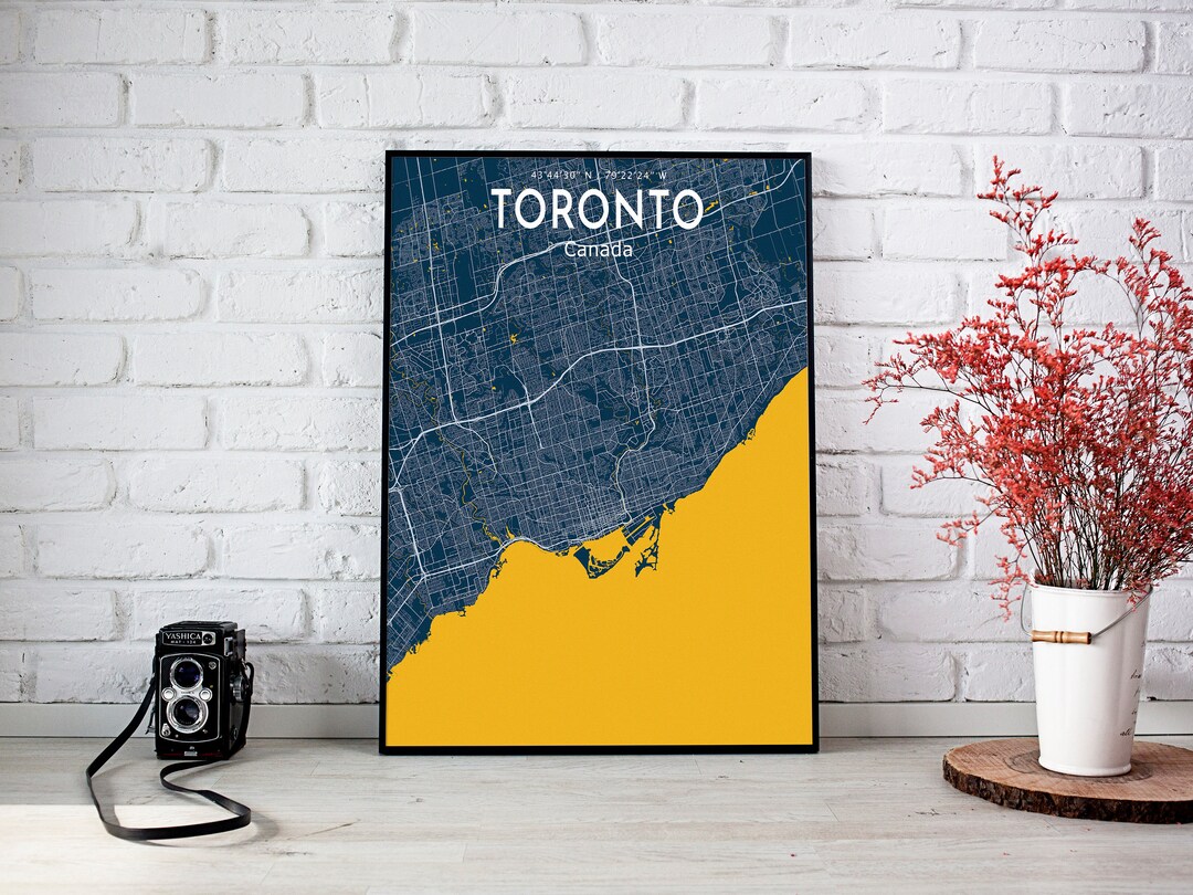 Toronto Blue Map Poster, Toronto City Blue Map Poster, Toronto City ...