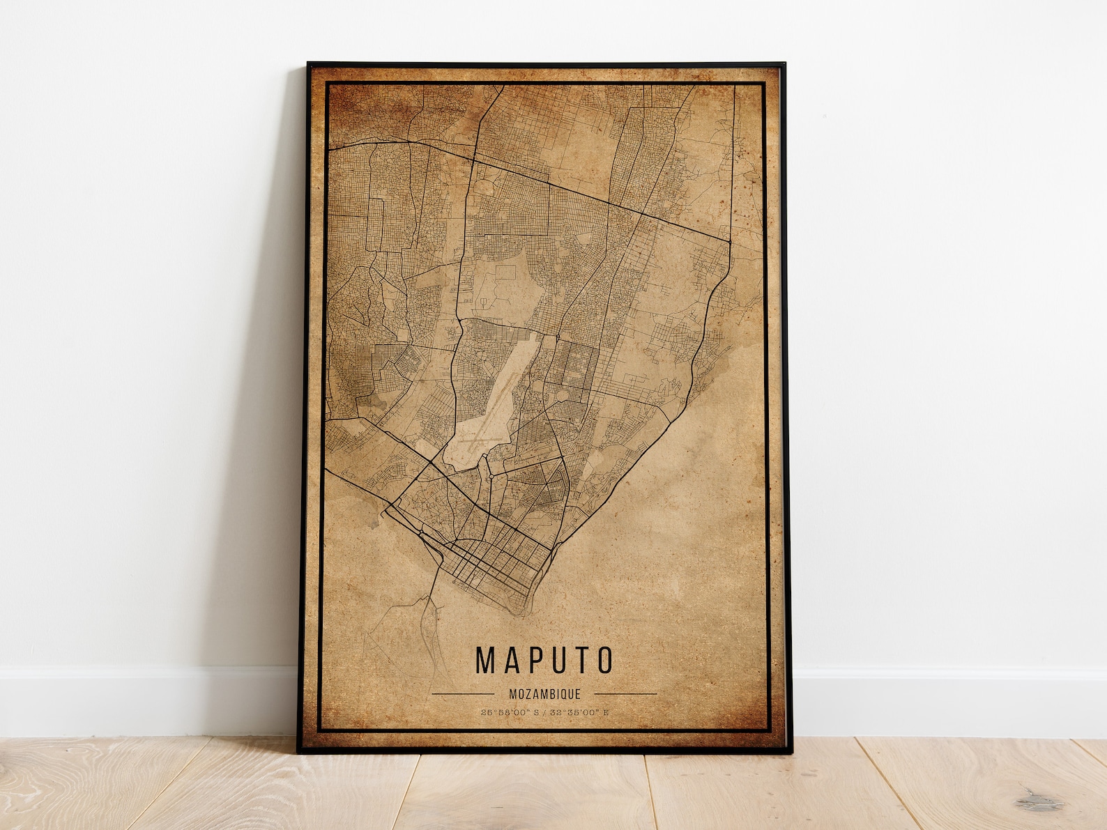 Maputo Vintage Map Poster Maputo Old Map Grunge Maputo Map - Etsy
