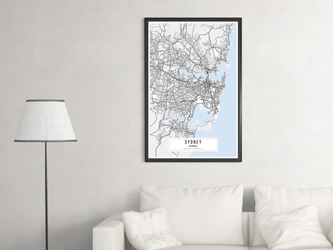 Sydney White Map Poster Sydney City Classic Map Poster - Etsy
