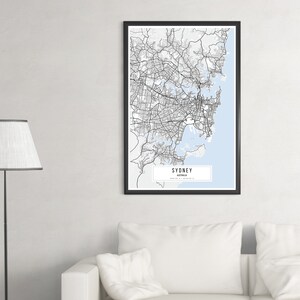 Sydney White Map Poster, Sydney City Classic Map Poster, Sydney City ...