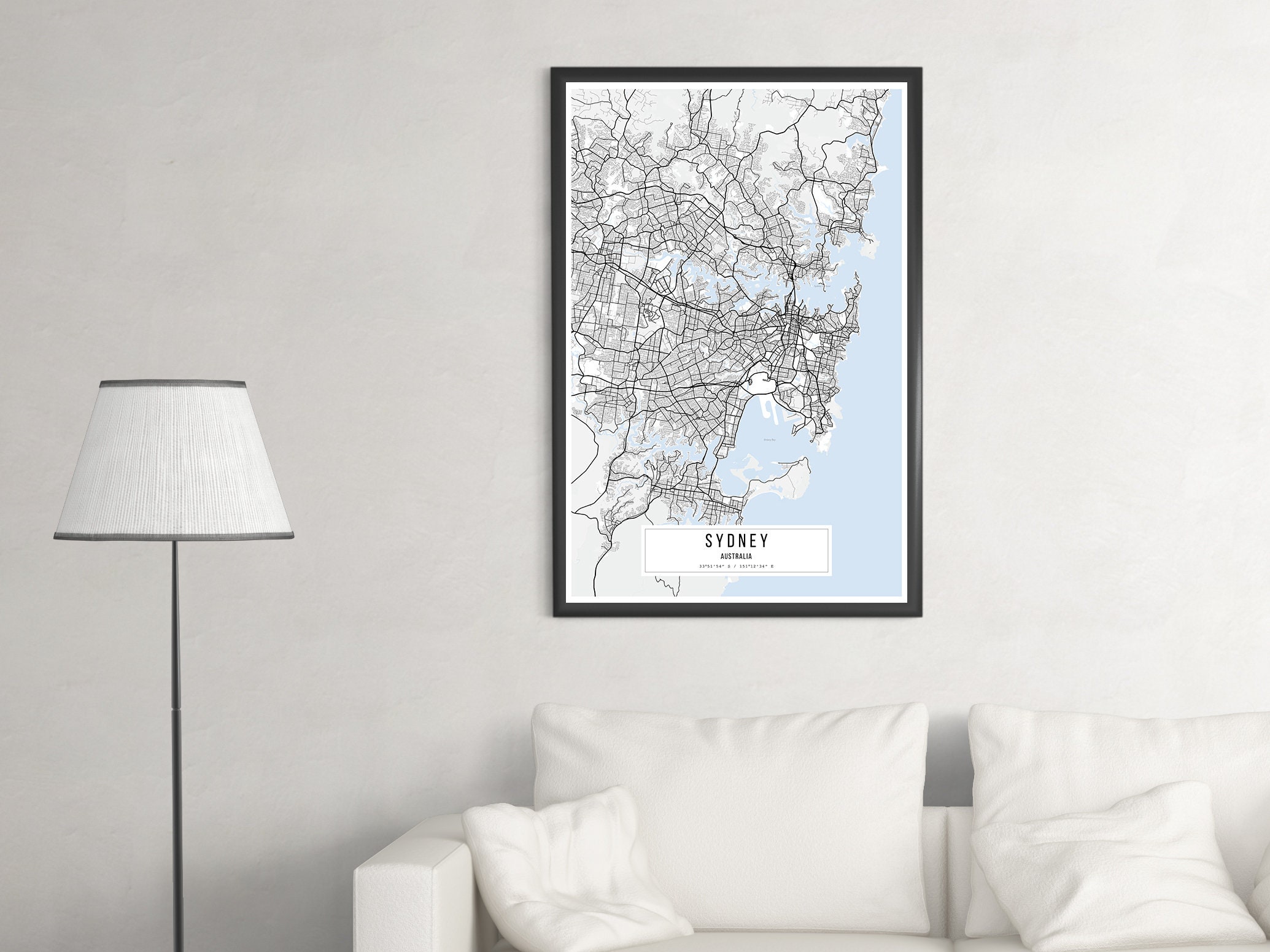 Sydney White Map Poster Sydney City Classic Map Poster | Etsy