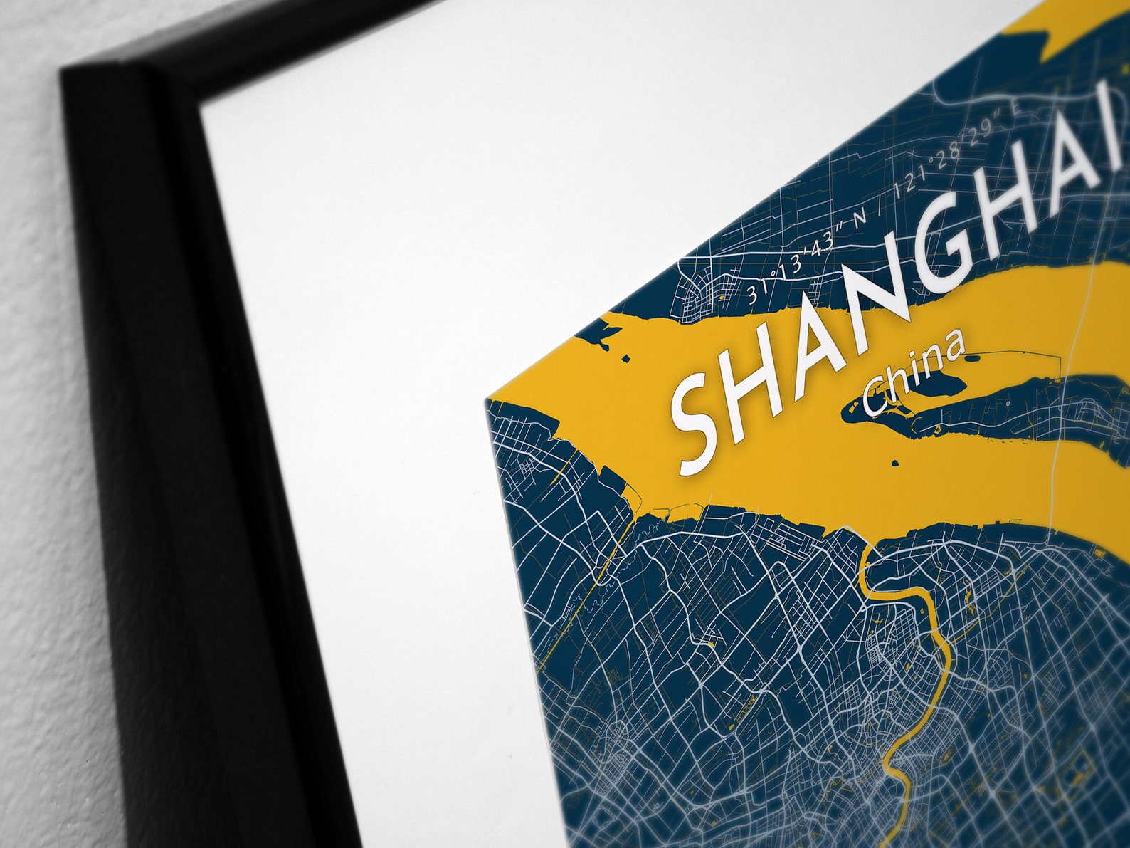 Shanghai Blue Map Poster Shanghai City Modern Map Print | Etsy