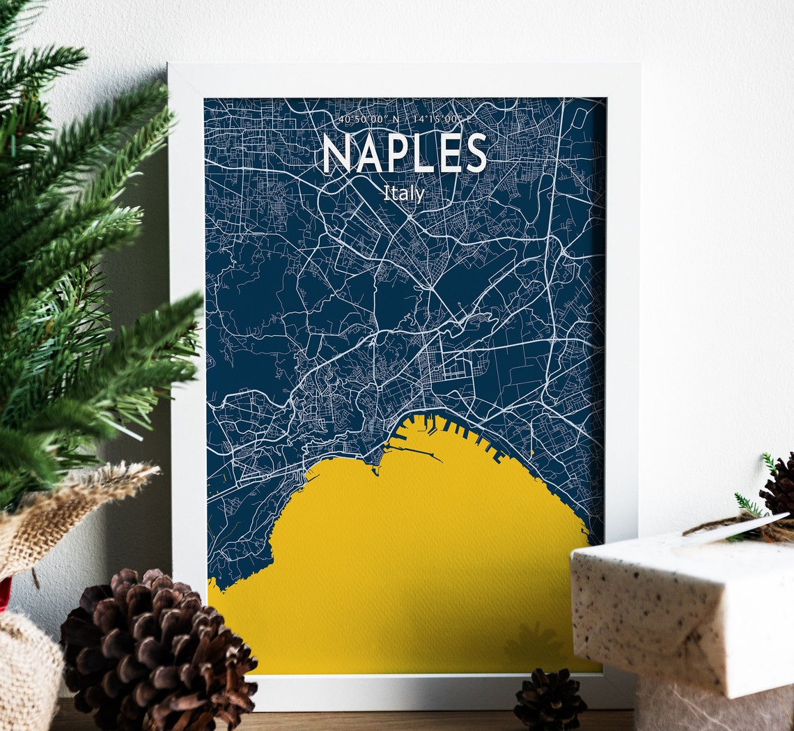 Naples Blue Map Poster Naples City Blue Map Poster Naples - Etsy