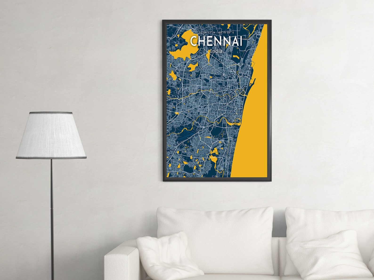 Chennai Blue Map Poster Chennai City Modern Map Print | Etsy