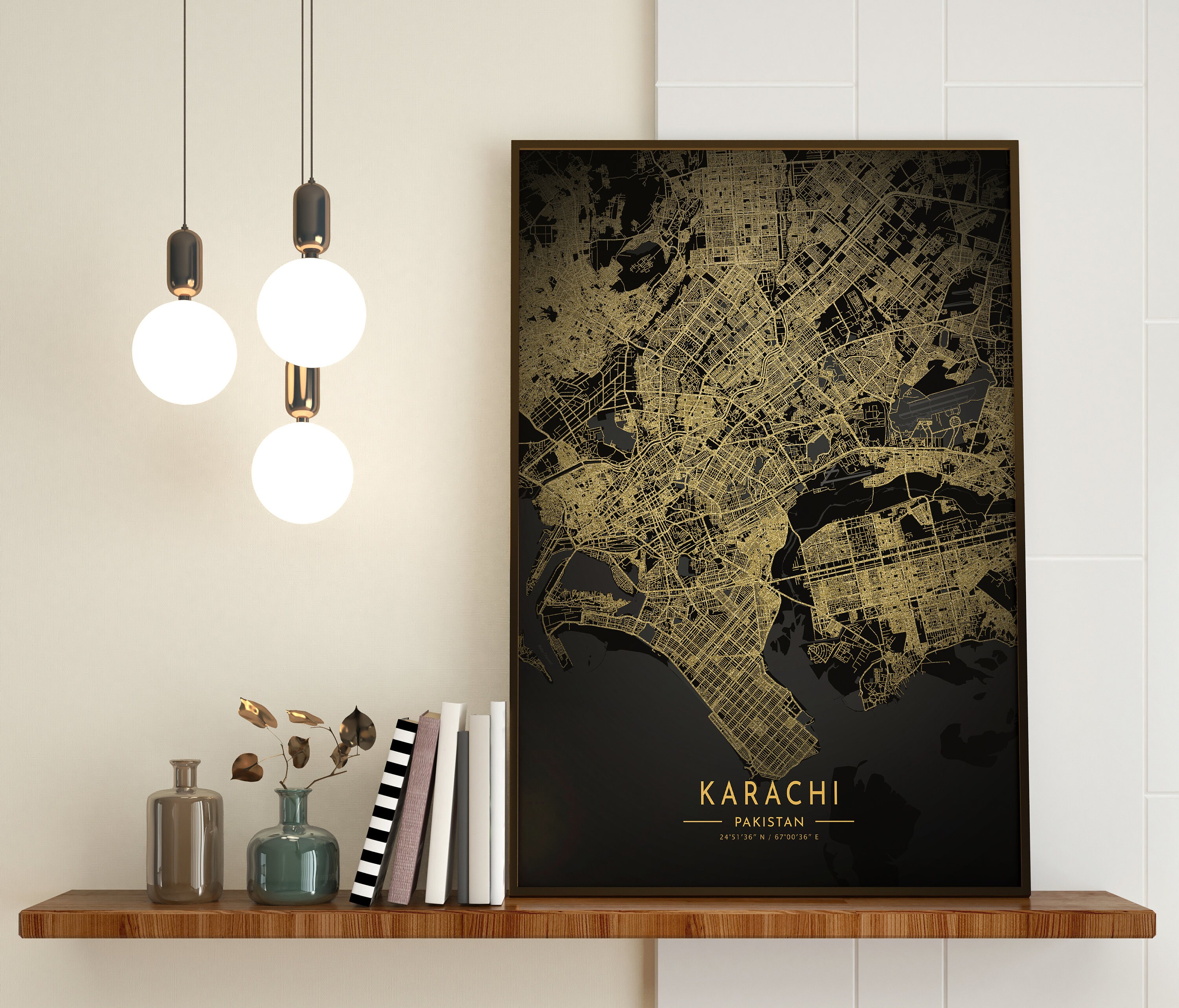 Karachi Map Poster Karachi City Gold Map Poster Karachi - Etsy