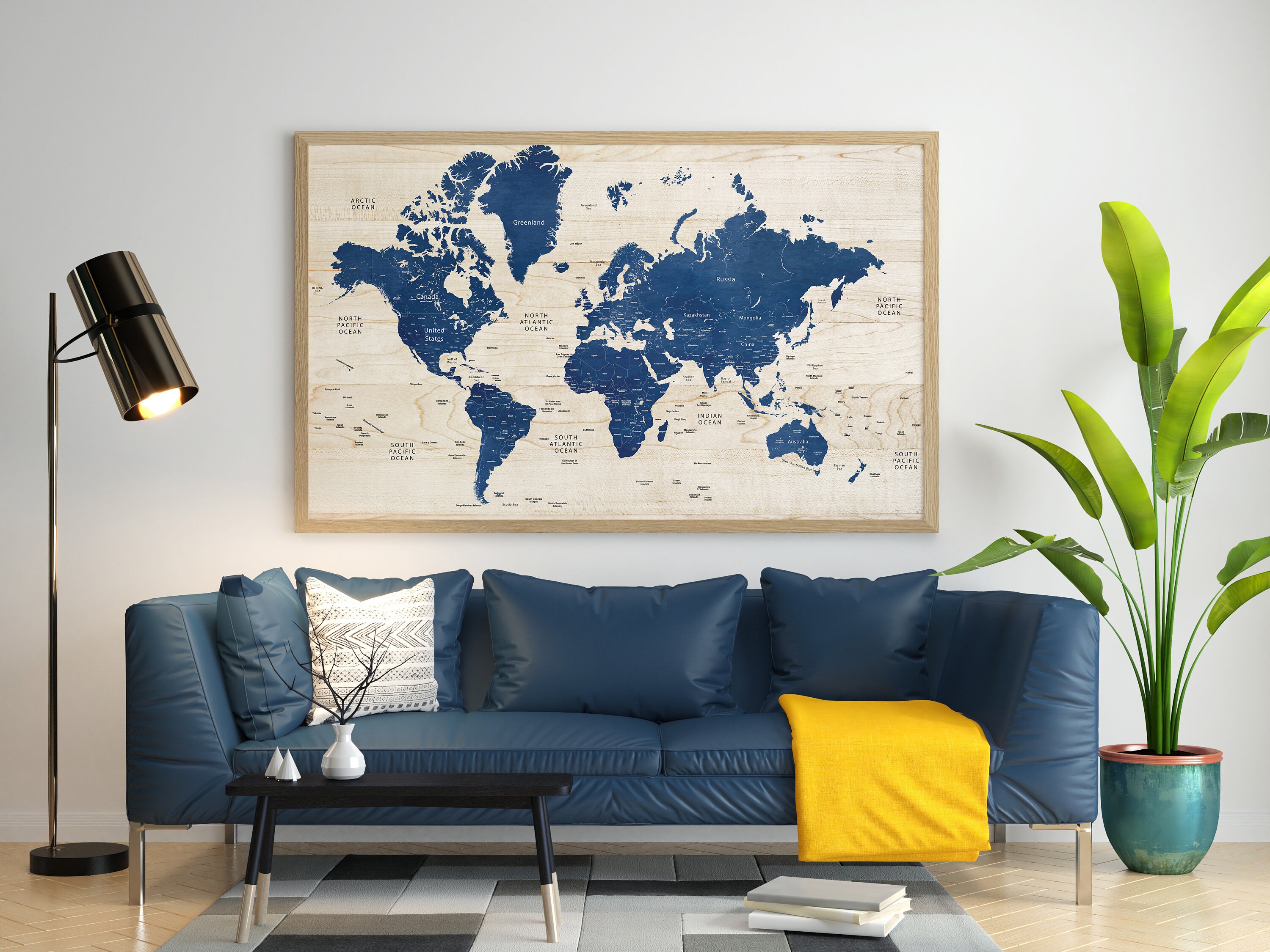 World Map Canvas World Map Poster Family Travel Map - Etsy