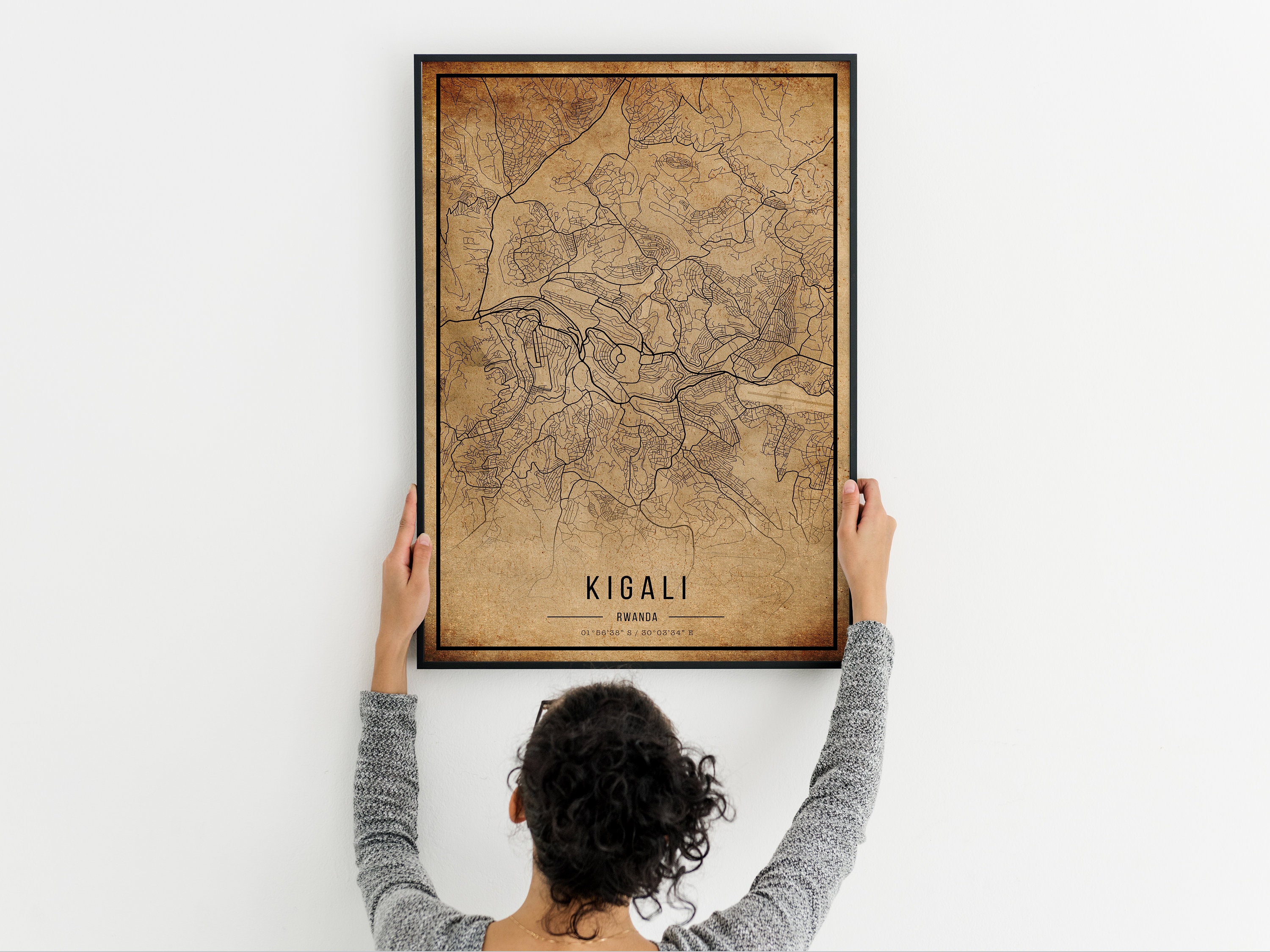 Kigali Vintage Map Poster Kigali Old Map Grunge Kigali Map | Etsy Canada