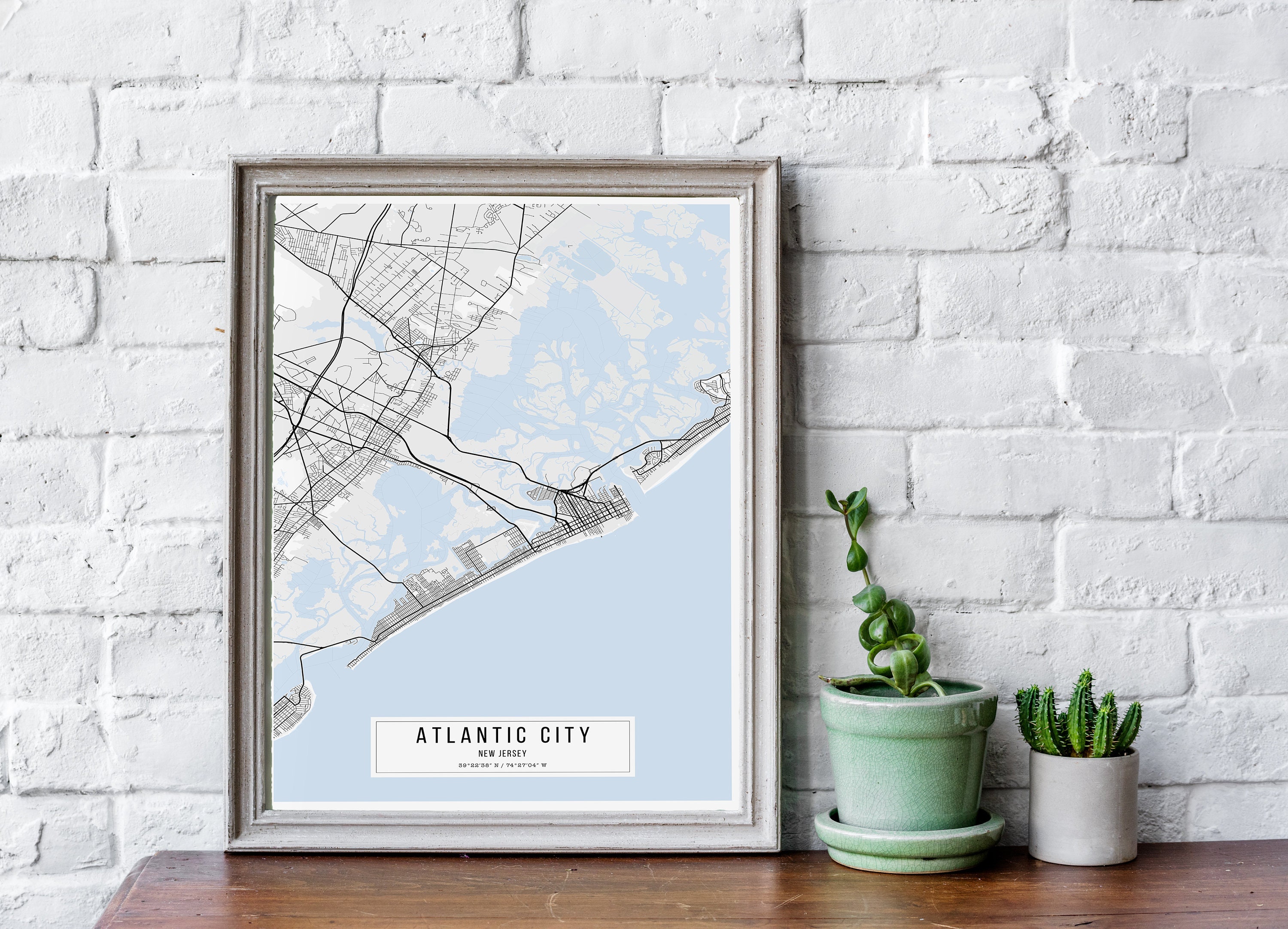 Atlantic City Map Poster Atlantic City Map Atlantic City - Etsy