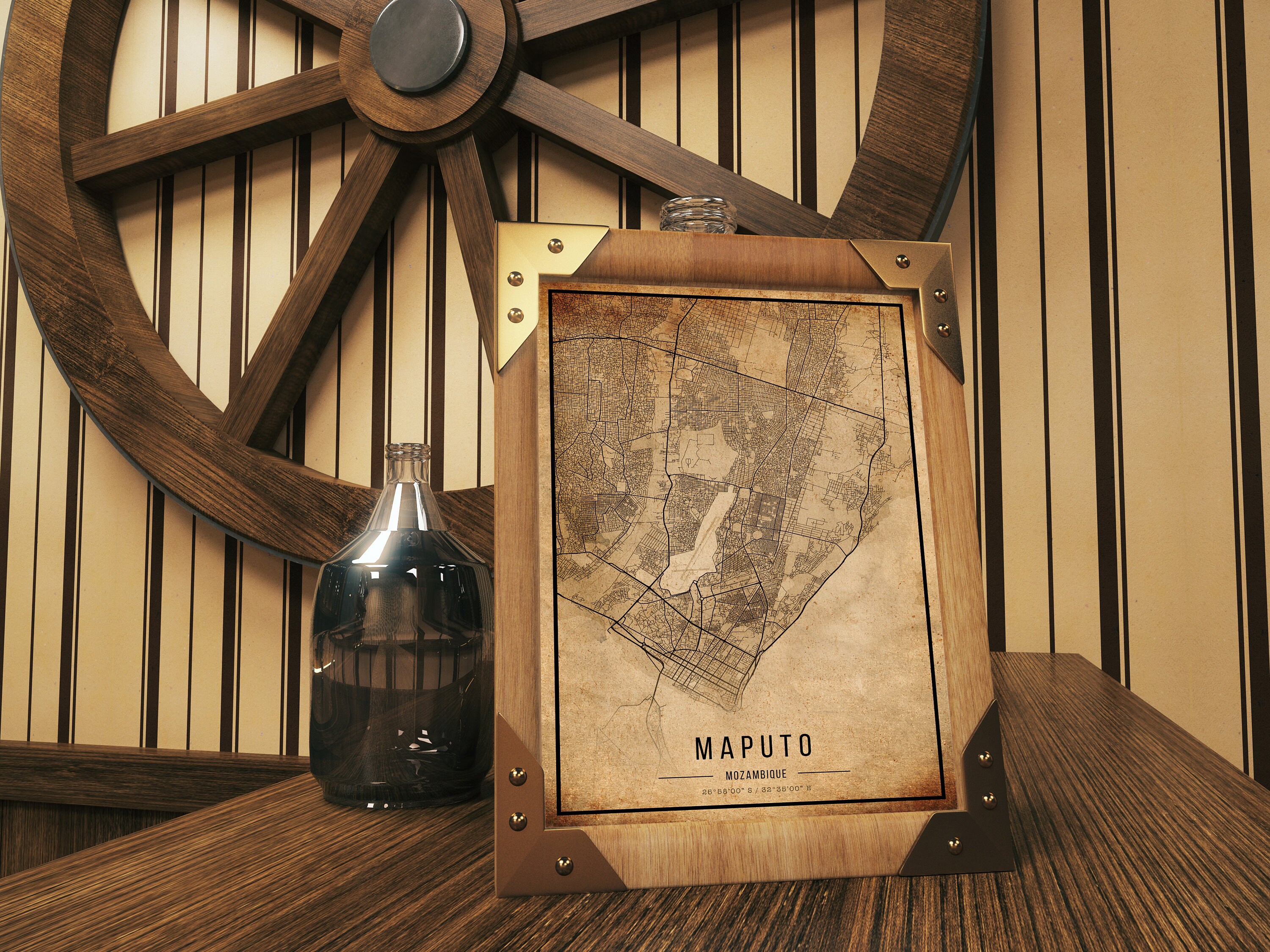 Maputo Vintage Map Poster Maputo Old Map Grunge Maputo Map - Etsy