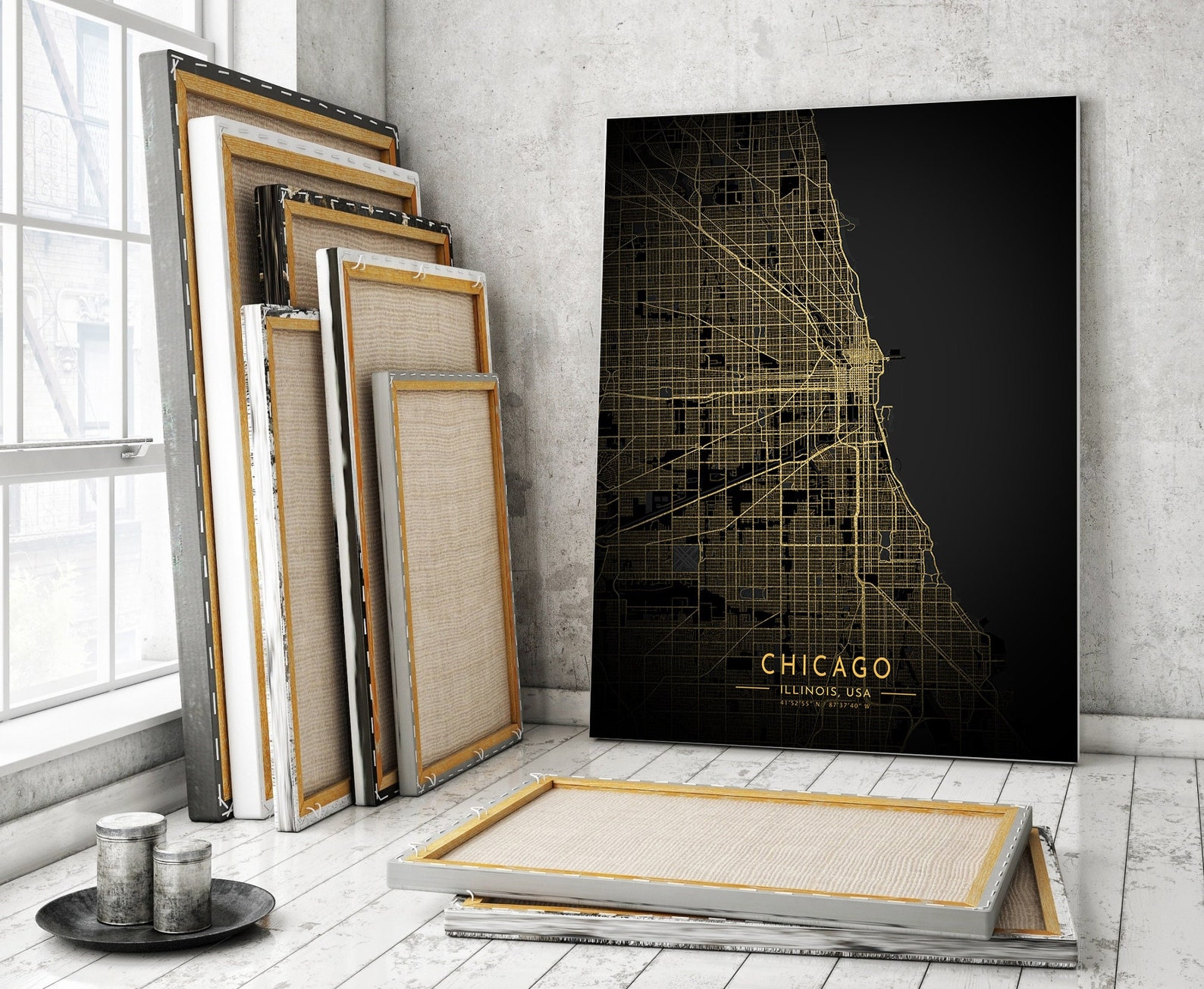 Chicago Map Chicago Map Poster Chicago Gold Map Poster | Etsy