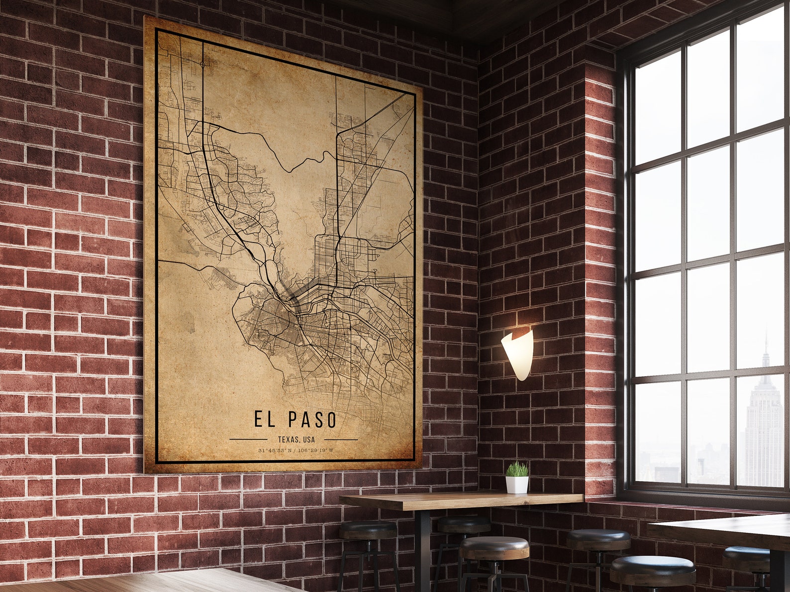 El Paso Vintage Map Poster El Paso Old Map Grunge El Paso | Etsy