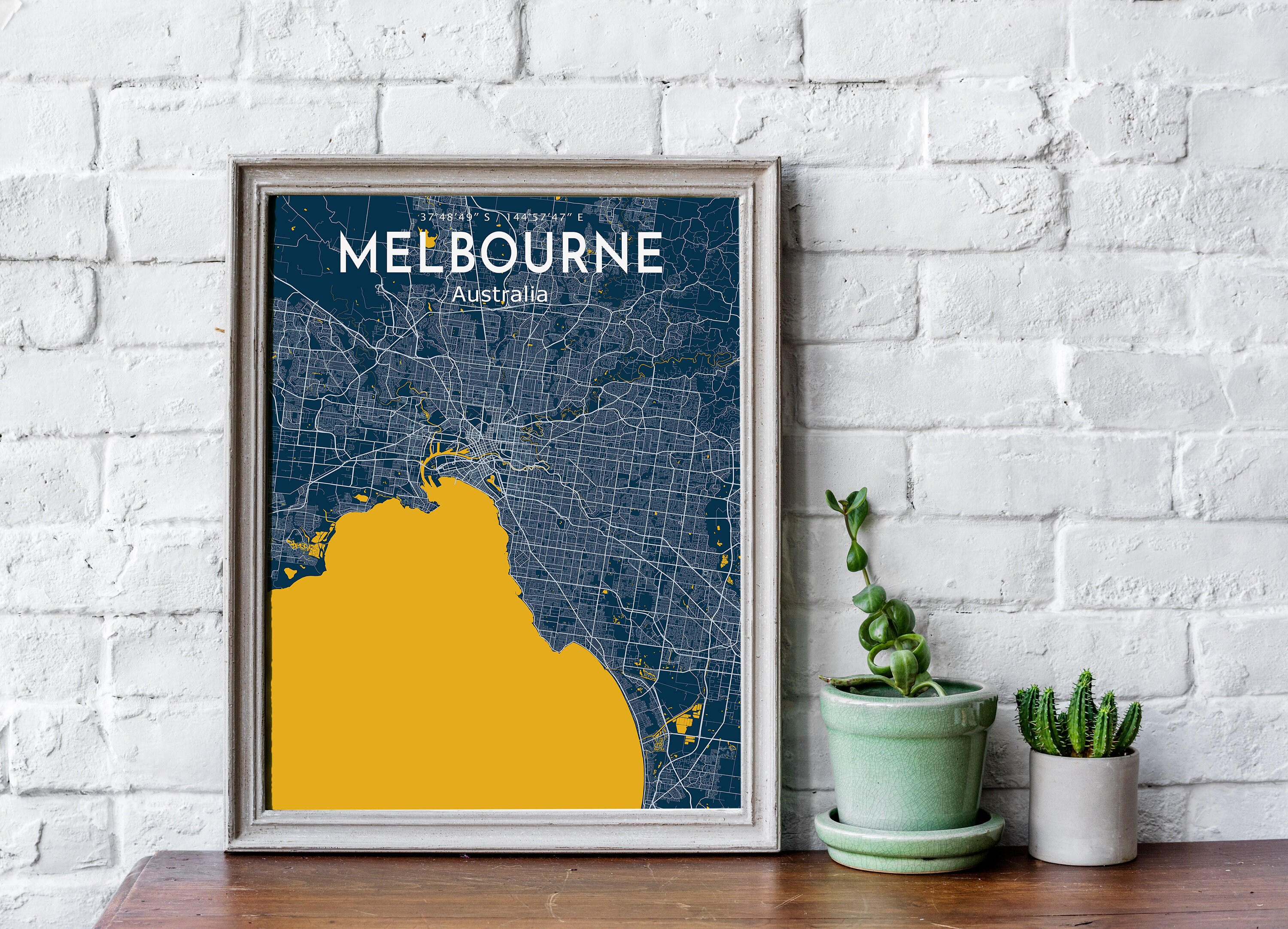 Melbourne Blue Map Poster Melbourne City Blue Map Poster - Etsy