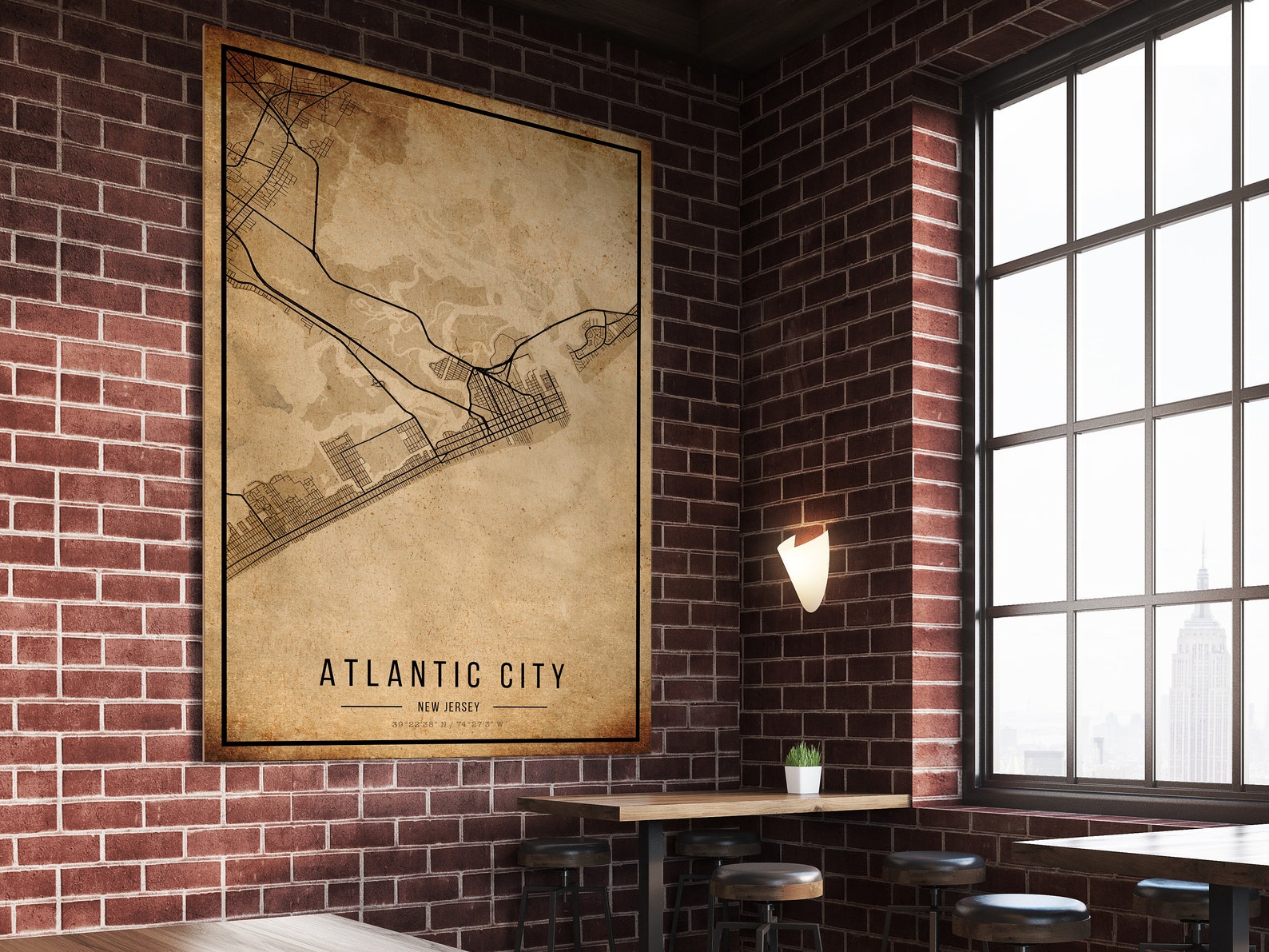 Atlantic City Vintage Map Poster Atlantic City Decor | Etsy