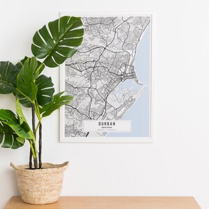 Durban Map Poster, Durban City Map Poster, Durban City Sign, South ...