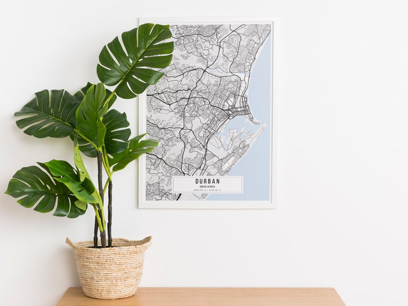 Durban Map Poster Durban City Map Poster Durban City Sign | Etsy