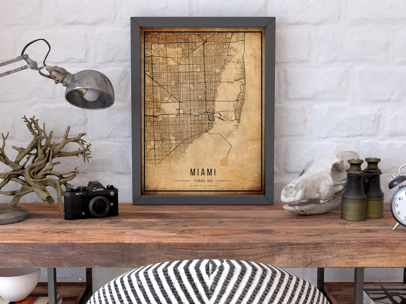 Miami Vintage Map Poster Miami Old Map Grunge Miami Map | Etsy