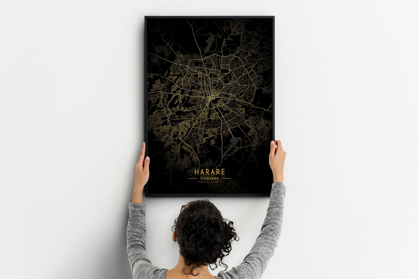 Harare Gold Map Poster Harare City Poster Harare Map | Etsy
