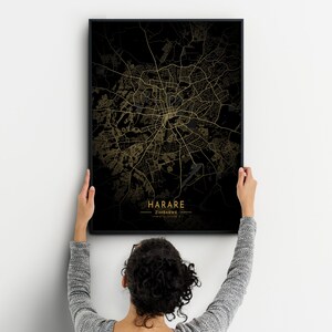 Harare Gold Map Poster, Harare City Poster, Harare Map Printable ...
