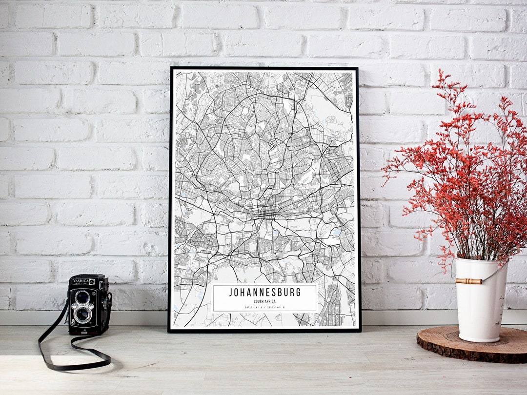Johannesburg Map Poster, Johannesburg City Map Poster, Johannesburg ...