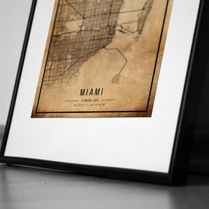 Miami Vintage Map Poster, Miami Old Map, Grunge Miami Map, Florida Old ...