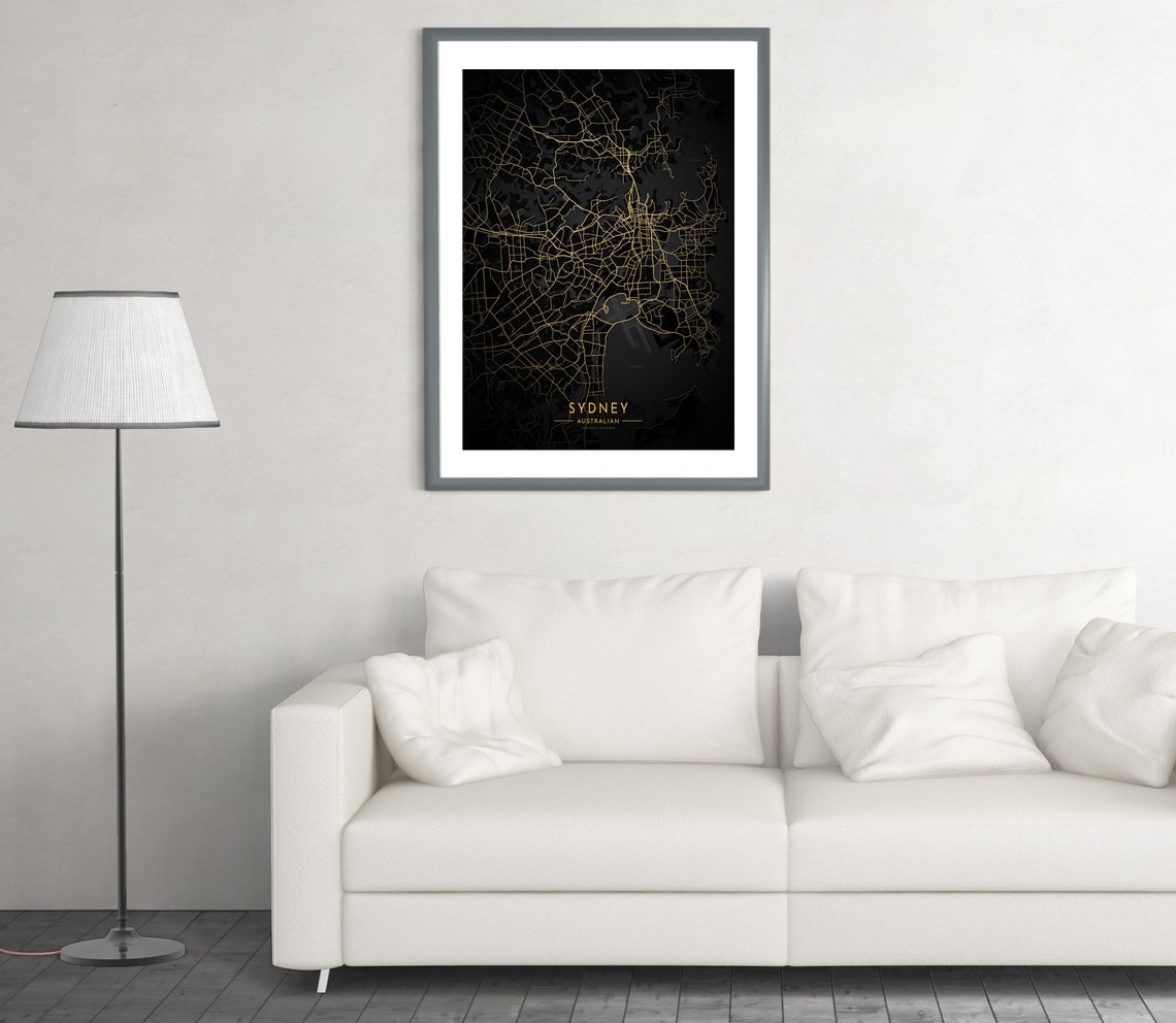 Sydney Gold Map Poster New South Wales Gift Printable - Etsy