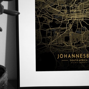 Johannesburg Map Poster, Johannesburg City Gold Map Poster ...