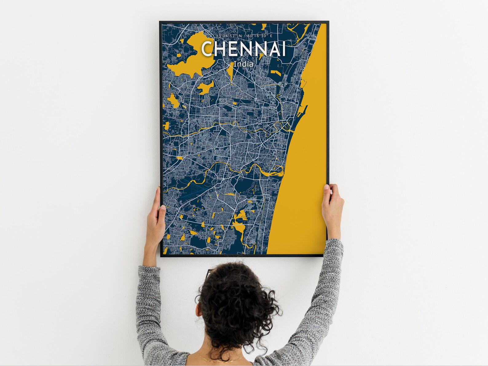 Chennai Blue Map Poster Chennai City Modern Map Print | Etsy
