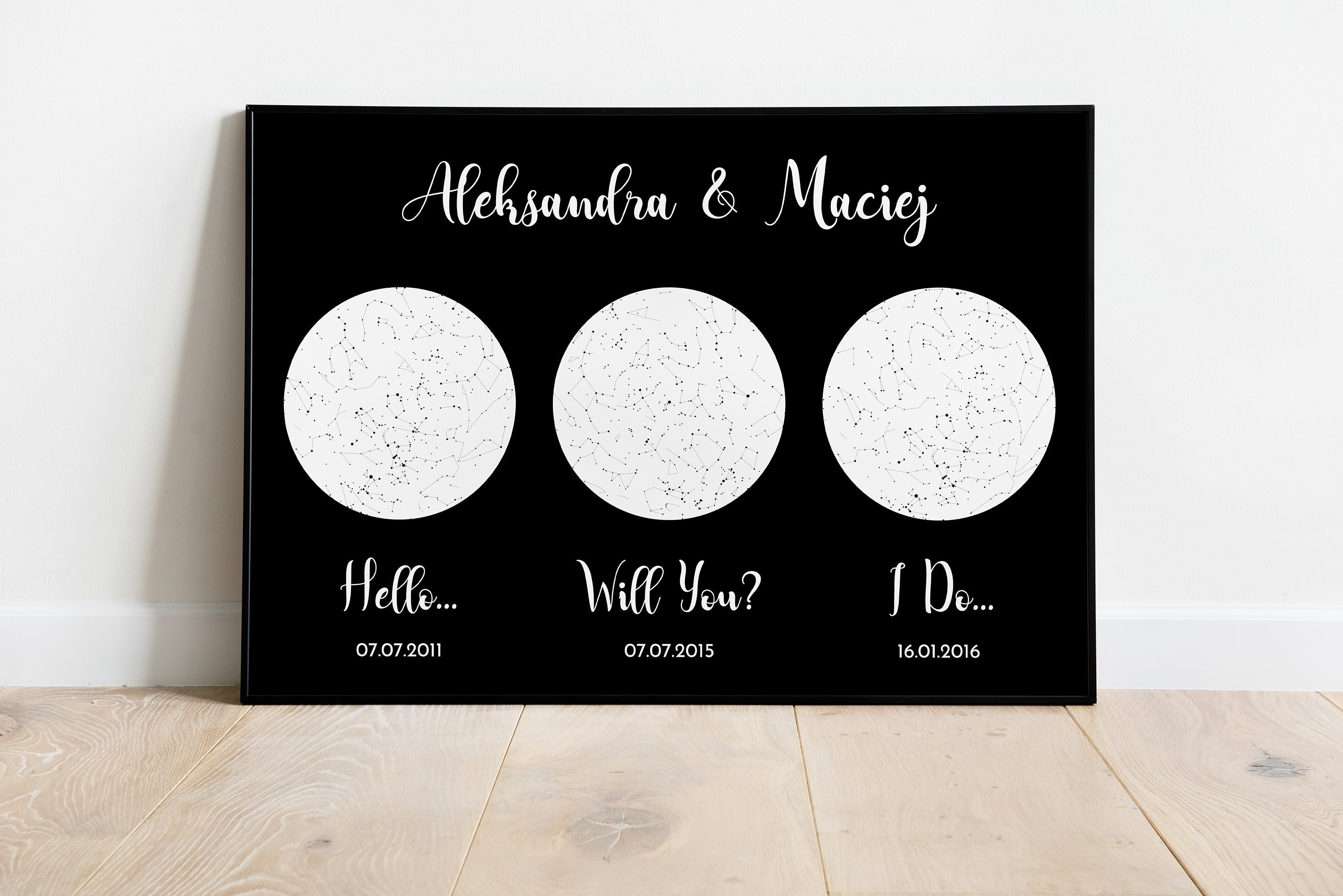 Hello Will You I Do Star Map Art Print Anniversary Wedding | Etsy