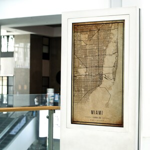 Miami Vintage Map Poster, Miami Old Map, Grunge Miami Map, Florida Old ...