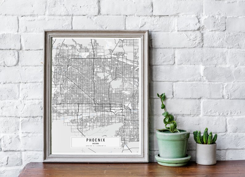Phoenix Map Poster Phoenix City Map Poster Phoenix City | Etsy