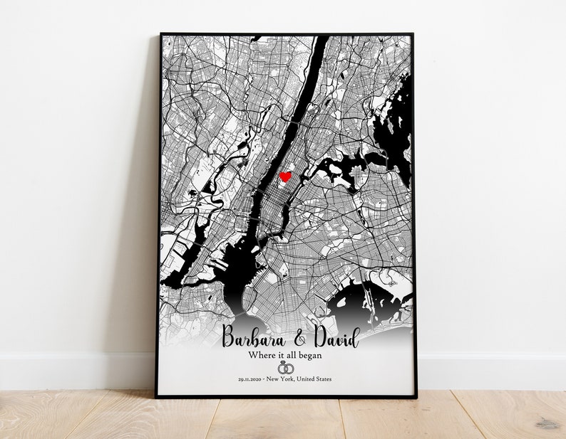 Where We Met Map Poster, Anniversary Gift, Love Map, Wo Alles Begann ...