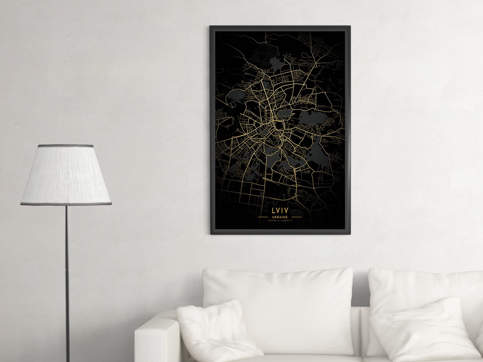 Lviv Gold Map Poster, Lviv Black Gold Map Art, Lviv City Map Poster ...