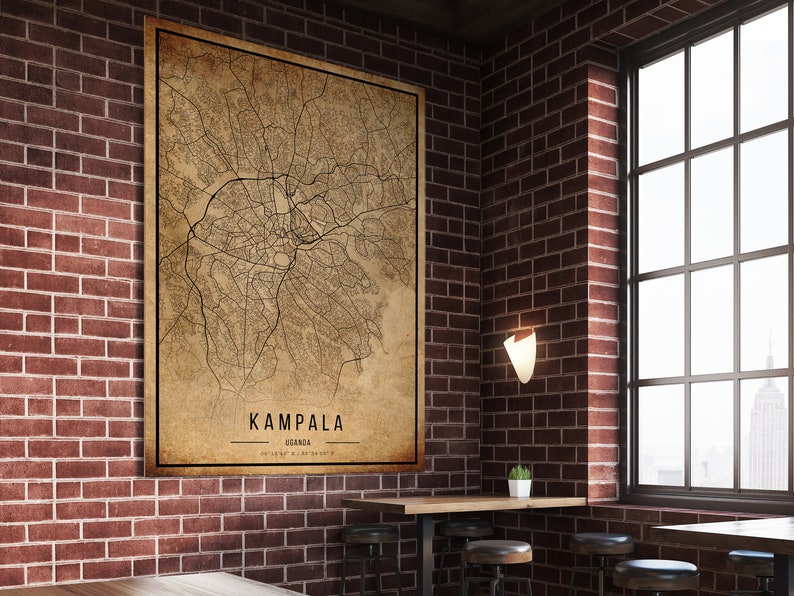Kampala Vintage Map Poster Kampala Old Map Grunge Kampala - Etsy