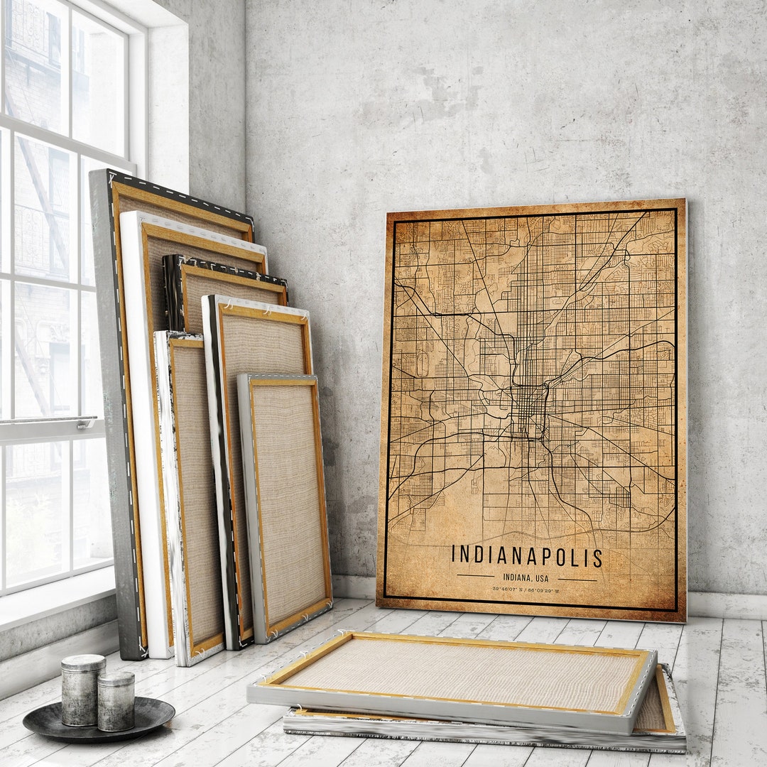 Indianapolis Vintage Map Poster, Indianapolis Old Map, Grunge ...