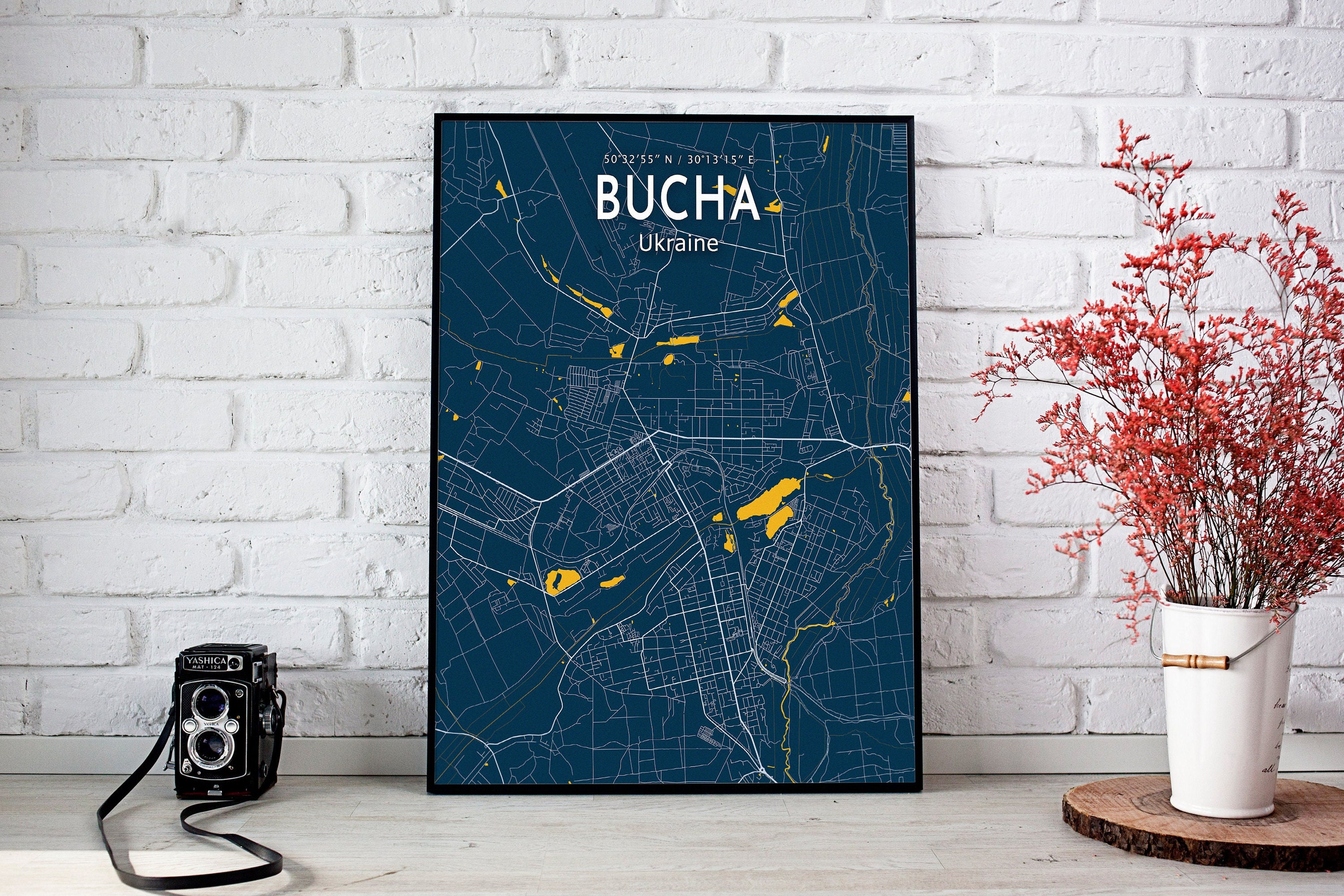 Bucha Blue Map Poster Bucha City Modern Map Print Bucha City | Etsy