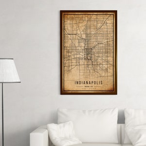 Indianapolis Vintage Map Poster, Indianapolis Old Map, Grunge ...