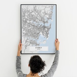Sydney White Map Poster, Sydney City Classic Map Poster, Sydney City ...