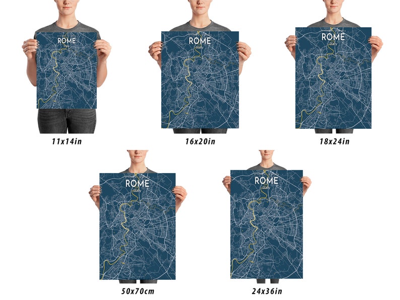 Rome Blue Map Poster Rome City Blue Map Poster Rome City | Etsy