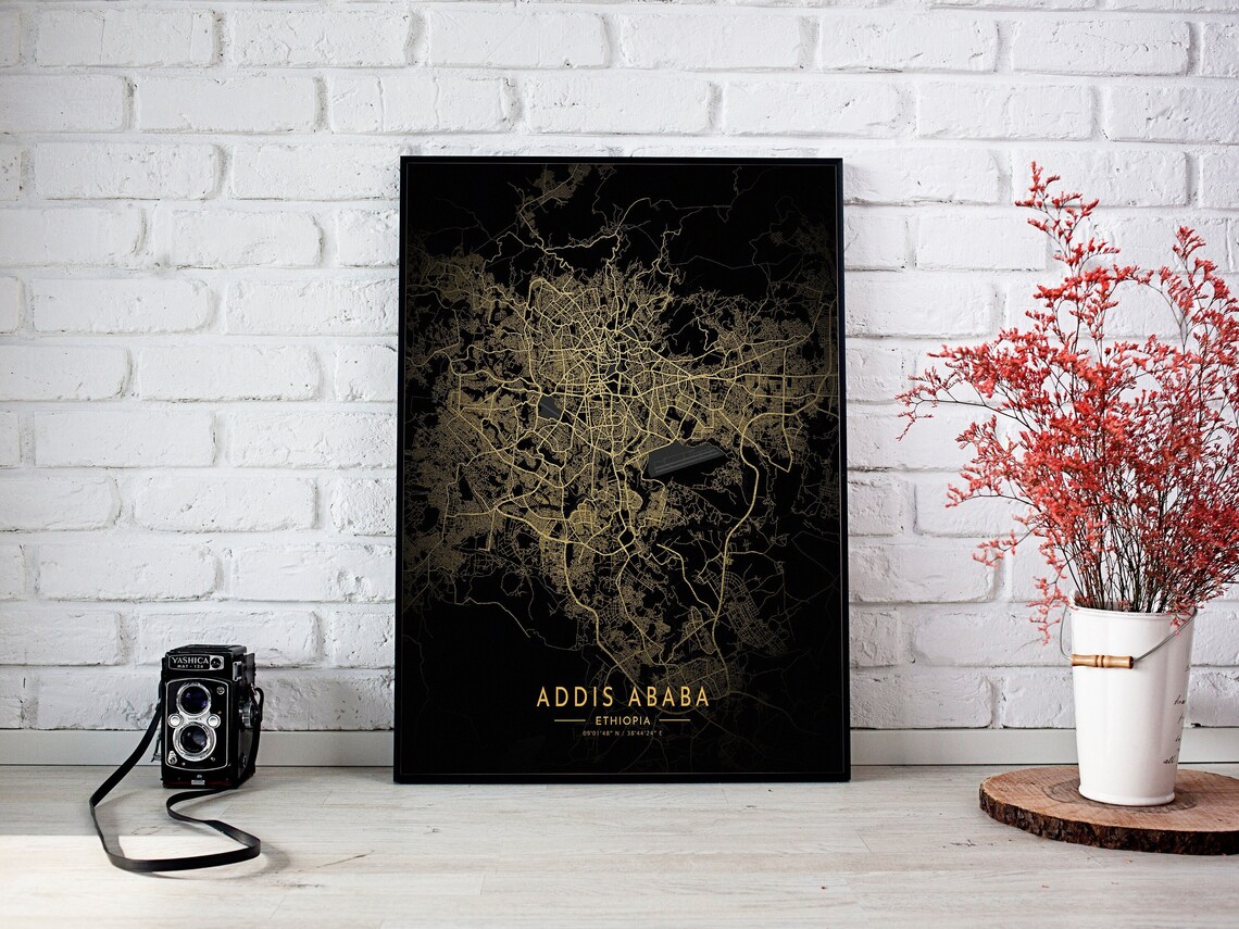 Addis Ababa Custom Map Poster, Addis Ababa City Poster, Addis Ababa Map ...