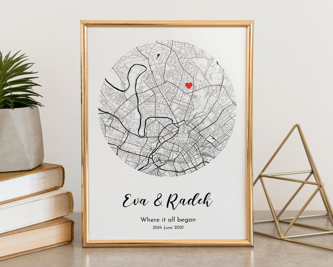 Where We Met Map Anniversary Engagement Gift Where It All Began First ...