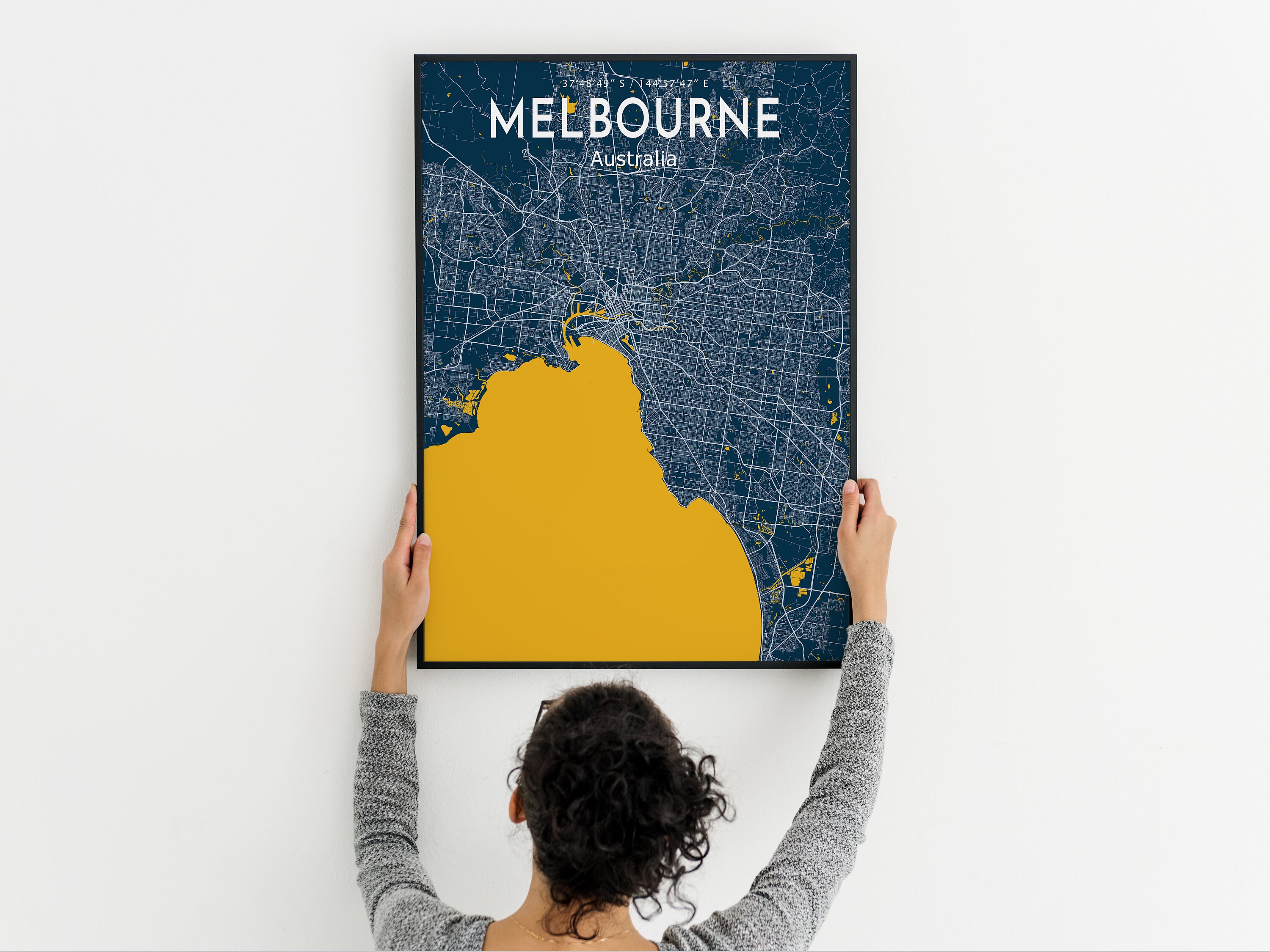 Melbourne Blue Map Poster Melbourne City Blue Map Poster - Etsy
