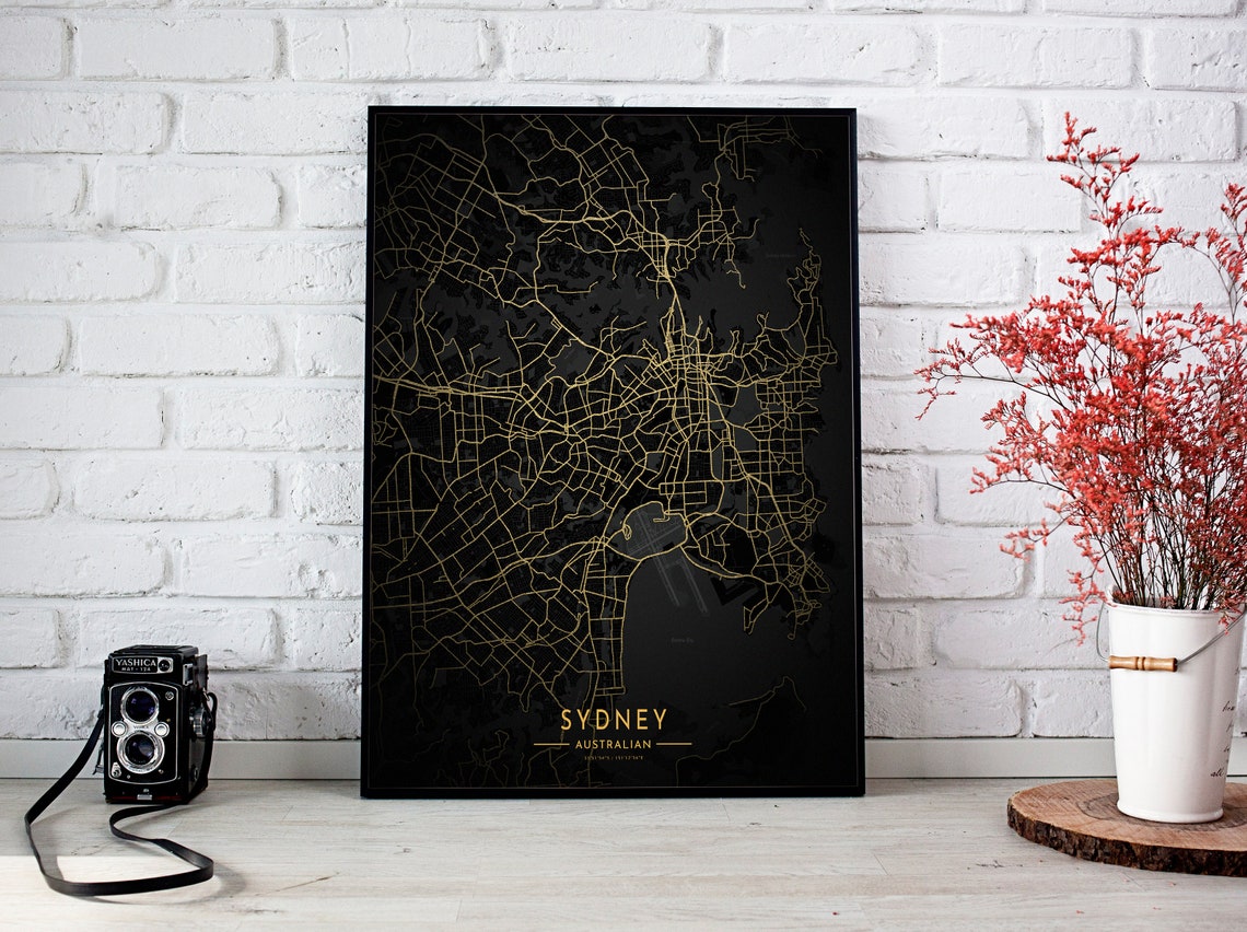 Sydney Gold Map Poster New South Wales Gift Printable - Etsy