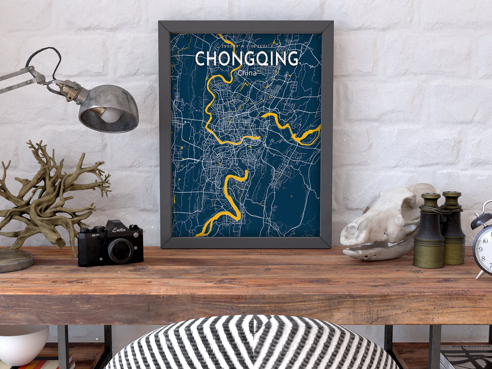 Chongqing Blue Map Poster, Chongqing City Modern Map Print, China Map ...