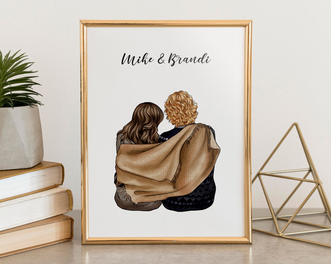 Personalized Couple Portrait Print, Newlywed Gift (digital File) - Etsy
